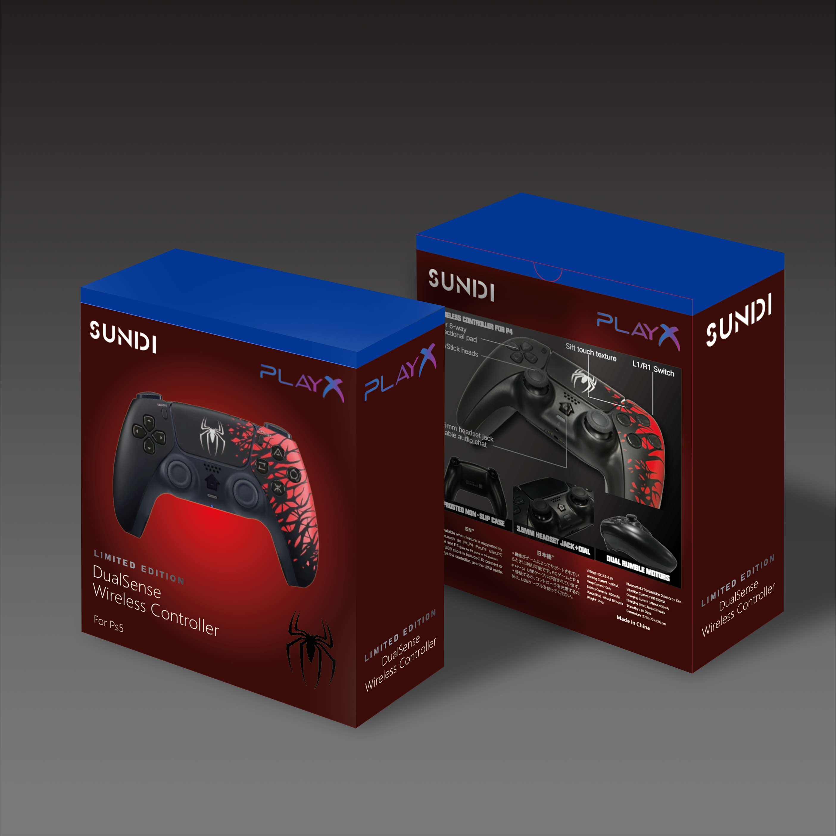 PLAYX PS4 CONTROLLER GAMEPAD WIRELESS BLUETHOOTH SPIDERMAN LIMITED ...