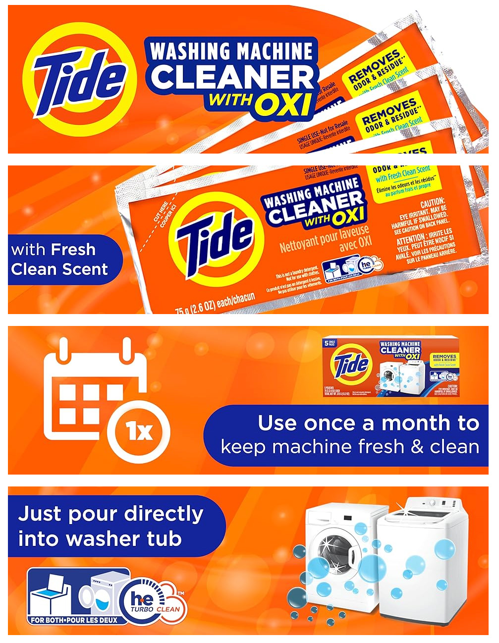 Tide Washing Machine Cleaner with OXI | for Front & Top Loader Washer ...