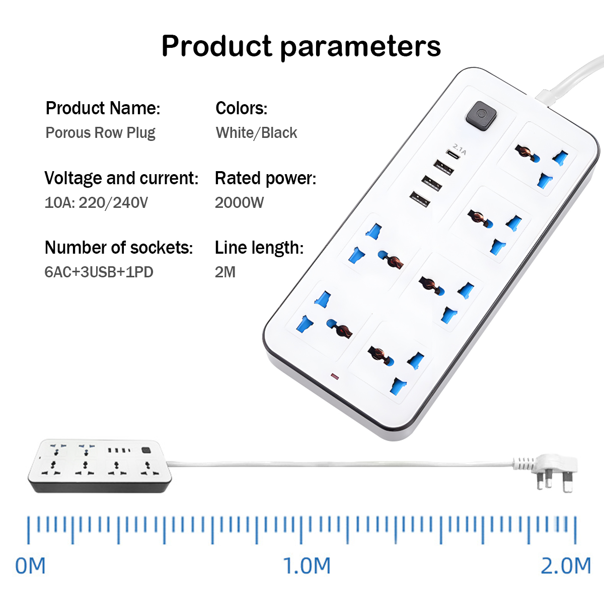 Extension Electric socket 6 Power Socket Extension wire USB Ports wayar ...