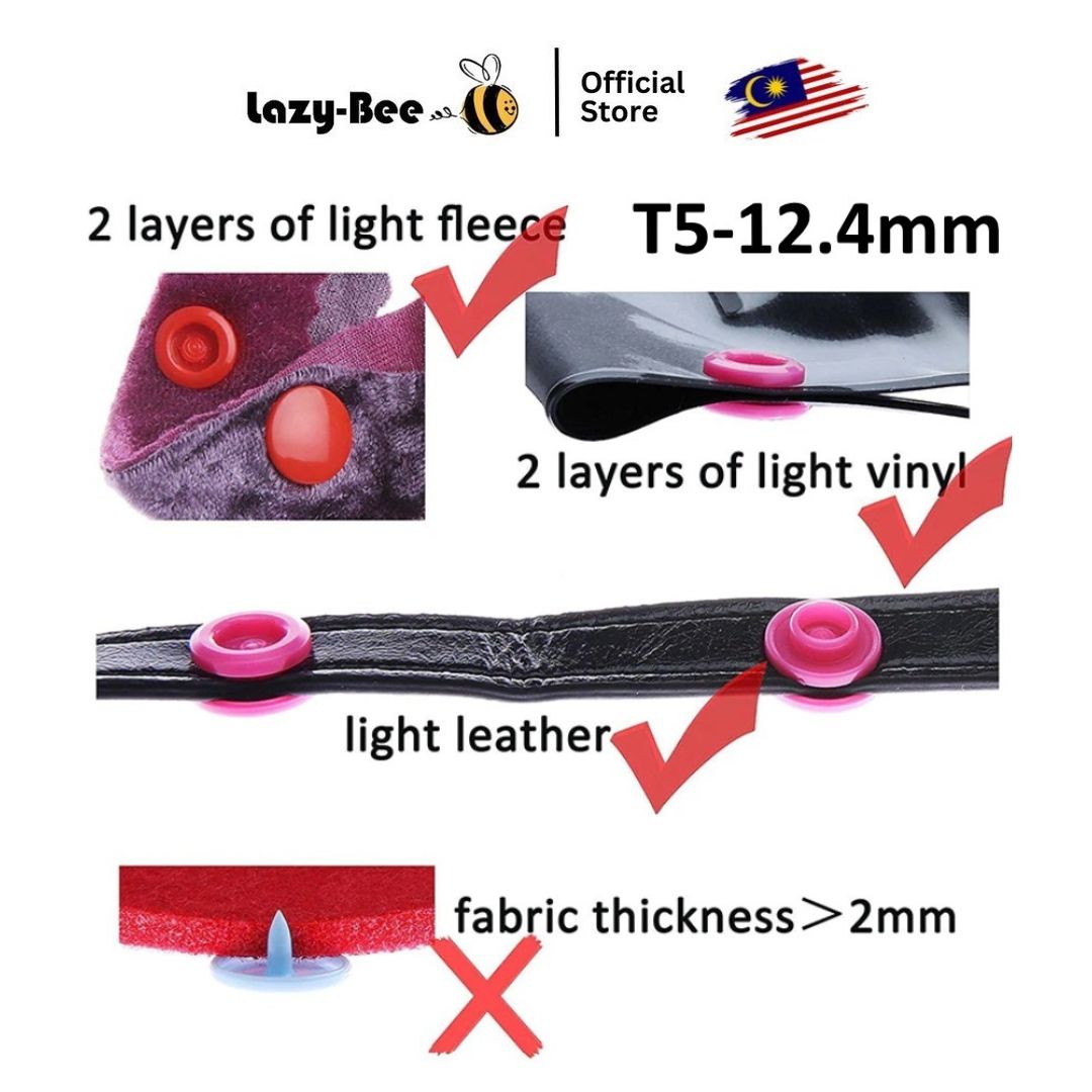 LAZY BEE Transparent Clear 50 Set 200 pcs T3 T5 T8 KAM Snap Button Plastic Buttons KAM Butang ...