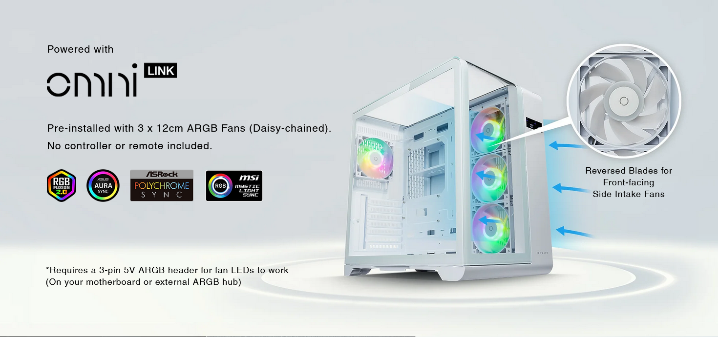 Tecware ARC M MATX&ARC ATX ARGB Curve TG With CPU&GPU Temperature ...