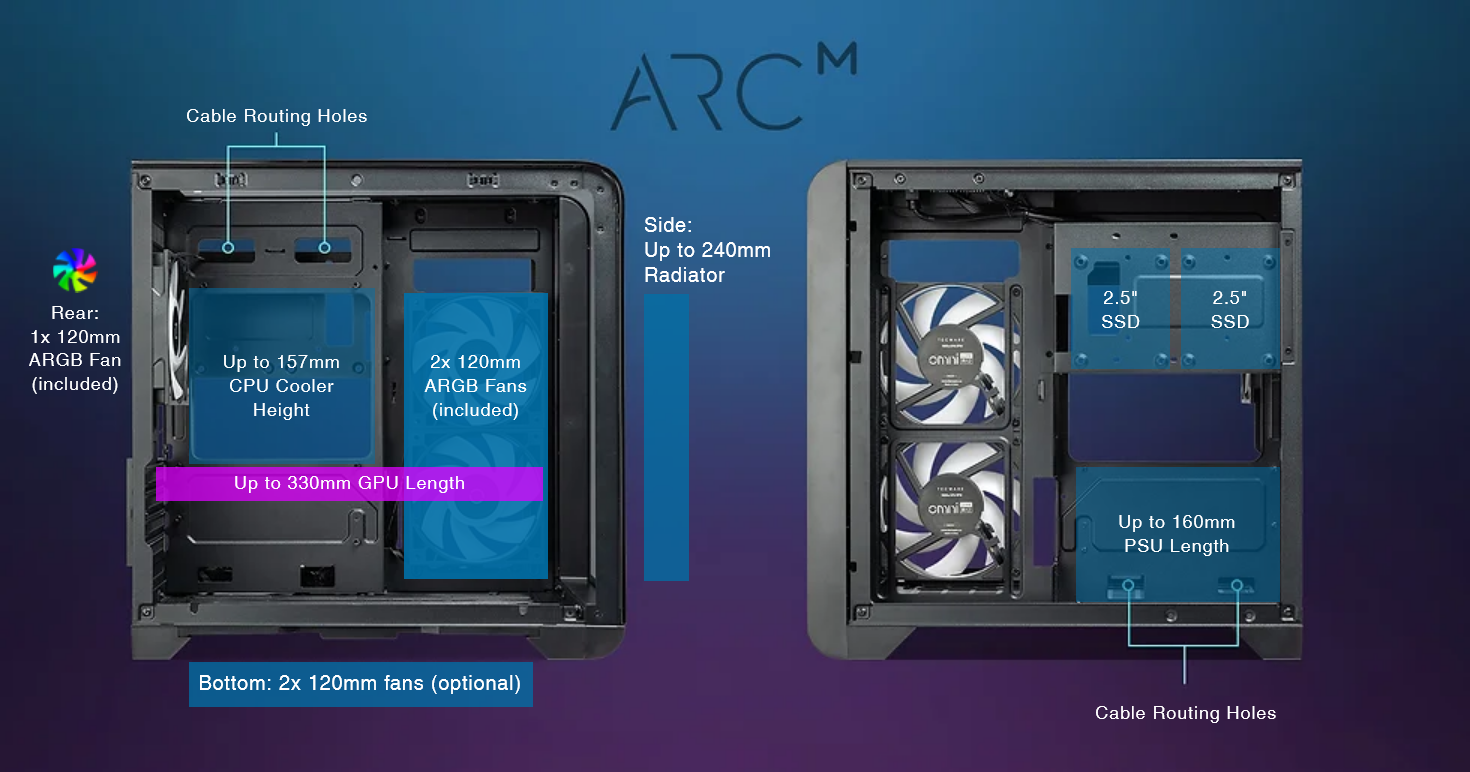 Tecware Arc M Matxandarc Atx Argb Curve Tg With Cpuandgpu Temperature