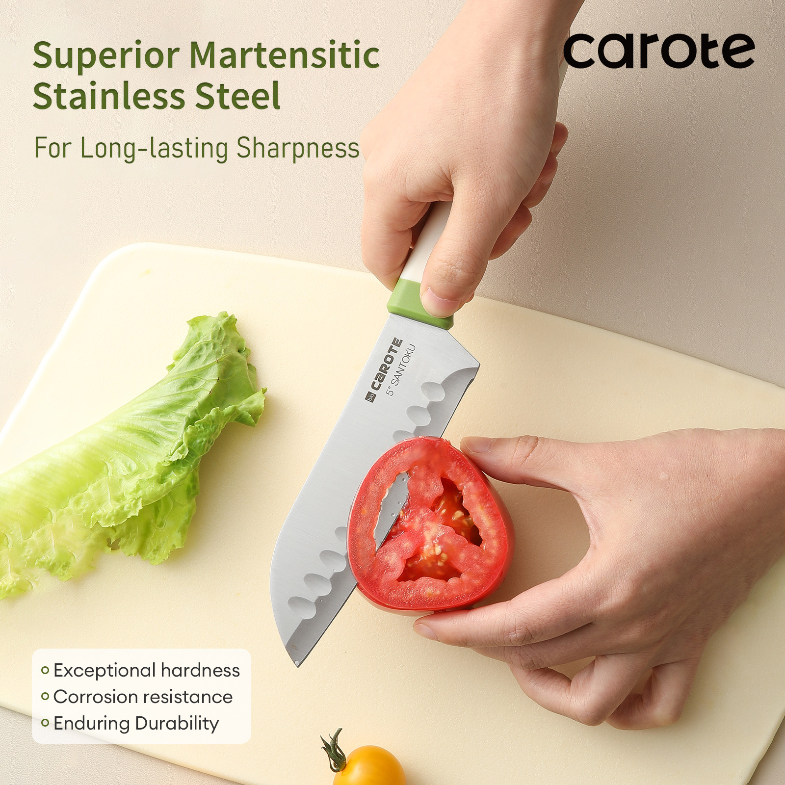 CAROTE Bio White Series 4-Piece StainlessSteel Knife Set Kitchen Tools ...