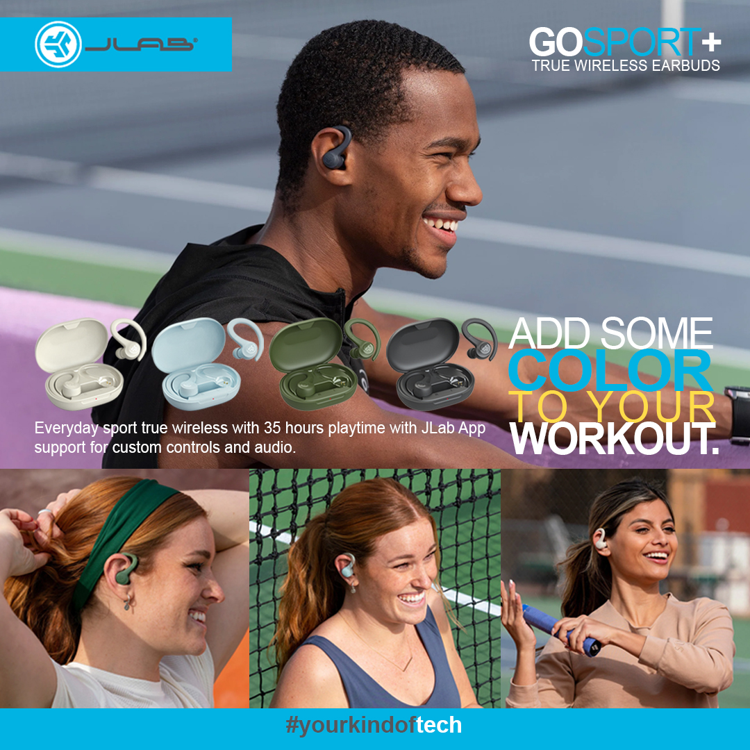 JLAB GO Sport+ True Wireless Earbuds | 35H+ LONG PLAYTIME | SPORT ...