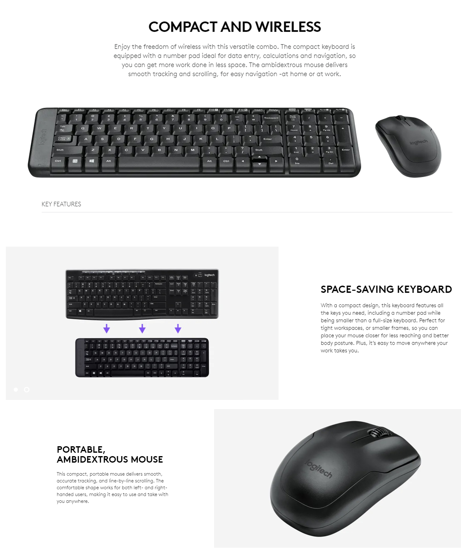 Logitech Mk220 Wireless Keyboard And Mouse Combo Space Saving Wireless Combo Compact Design