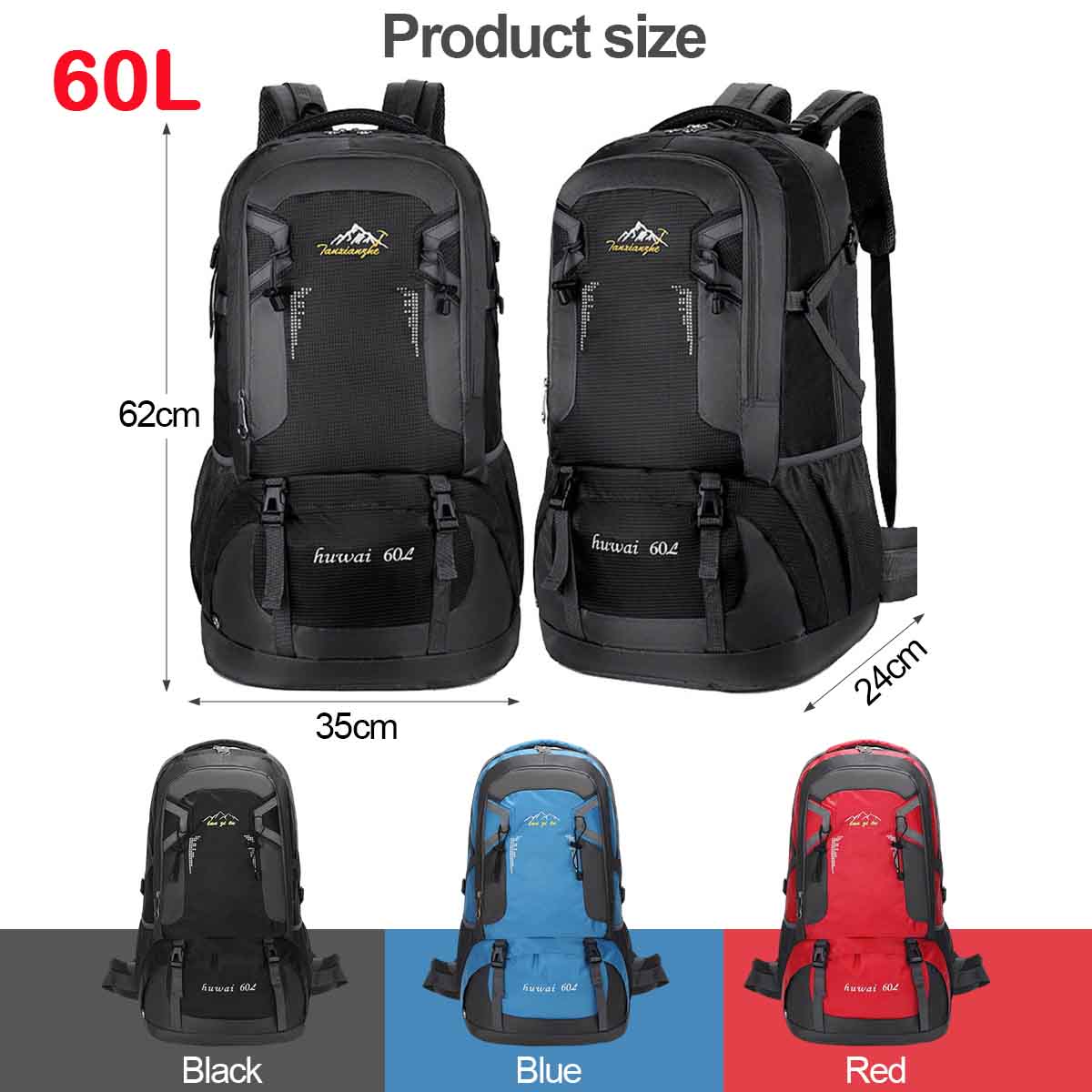 40/60L Outdoor Hiking Bag Travel Waterproof Backpack Computer Bag ...