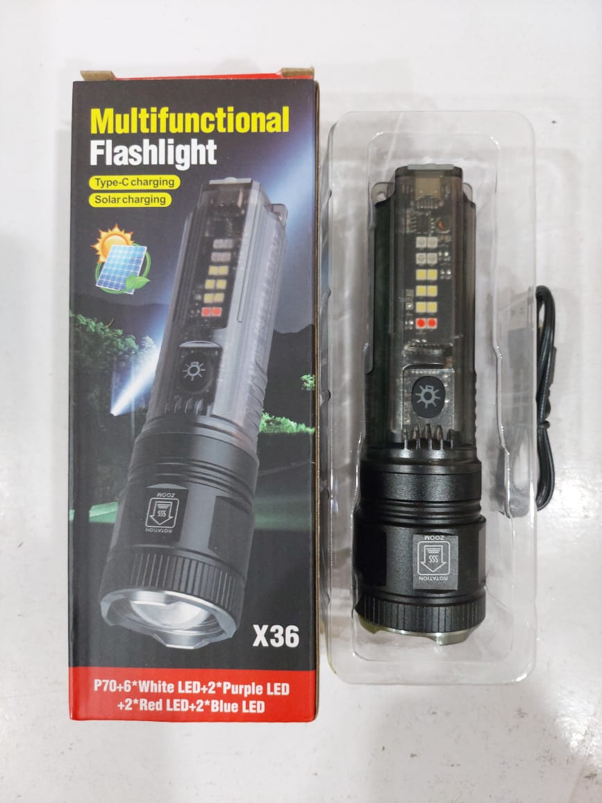 X36 Multifunctional Led Torchlight X36 Model Solar Charge Torch Light ...
