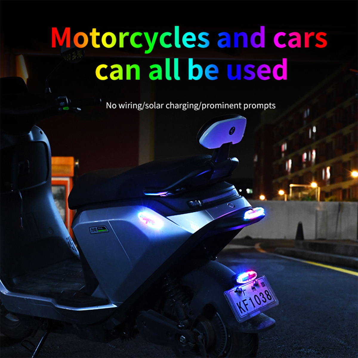 Car Solar LED Charging Warning Light Universal Motorcycles Bicycles ...