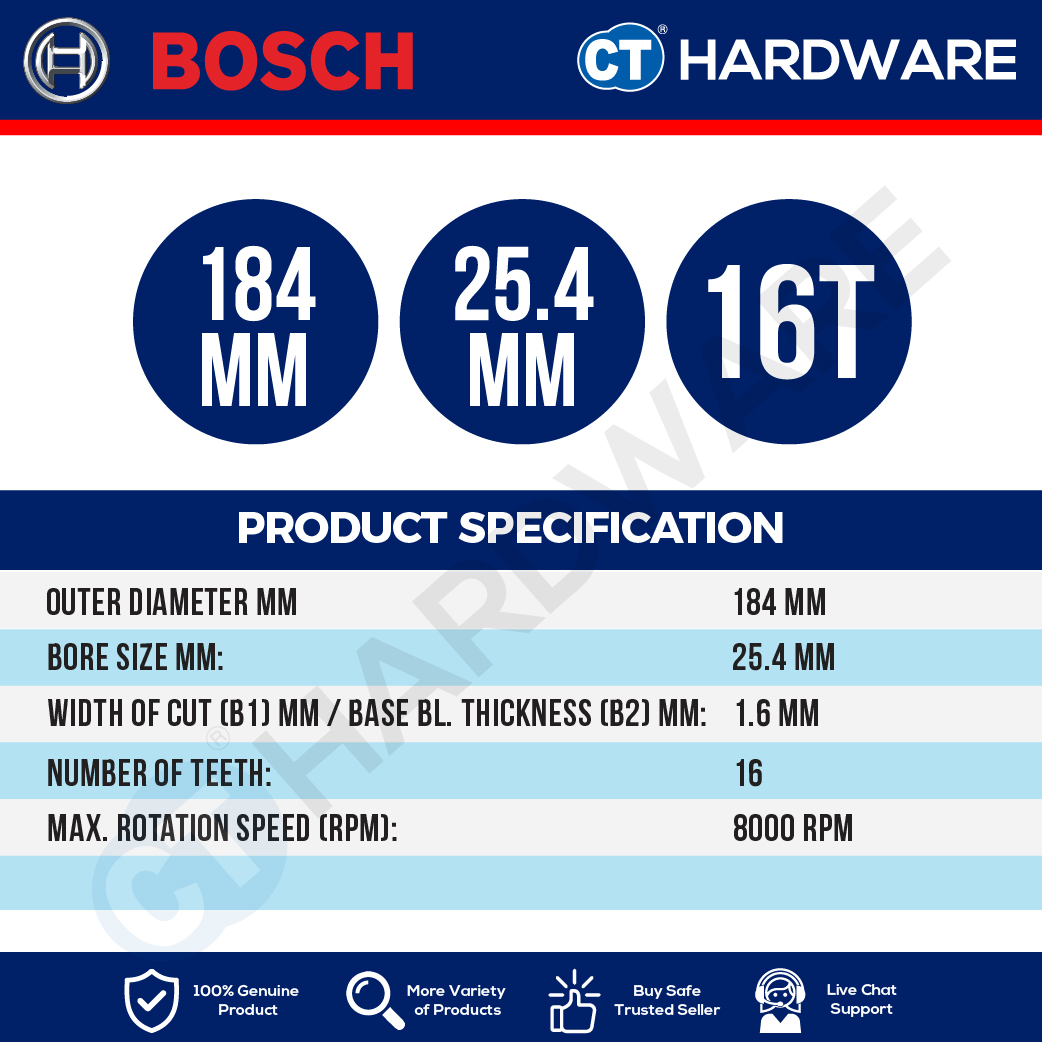Bosch TCT Circular Saw Blade Coolteq 2608644718 | 7" 184mm 16T ...