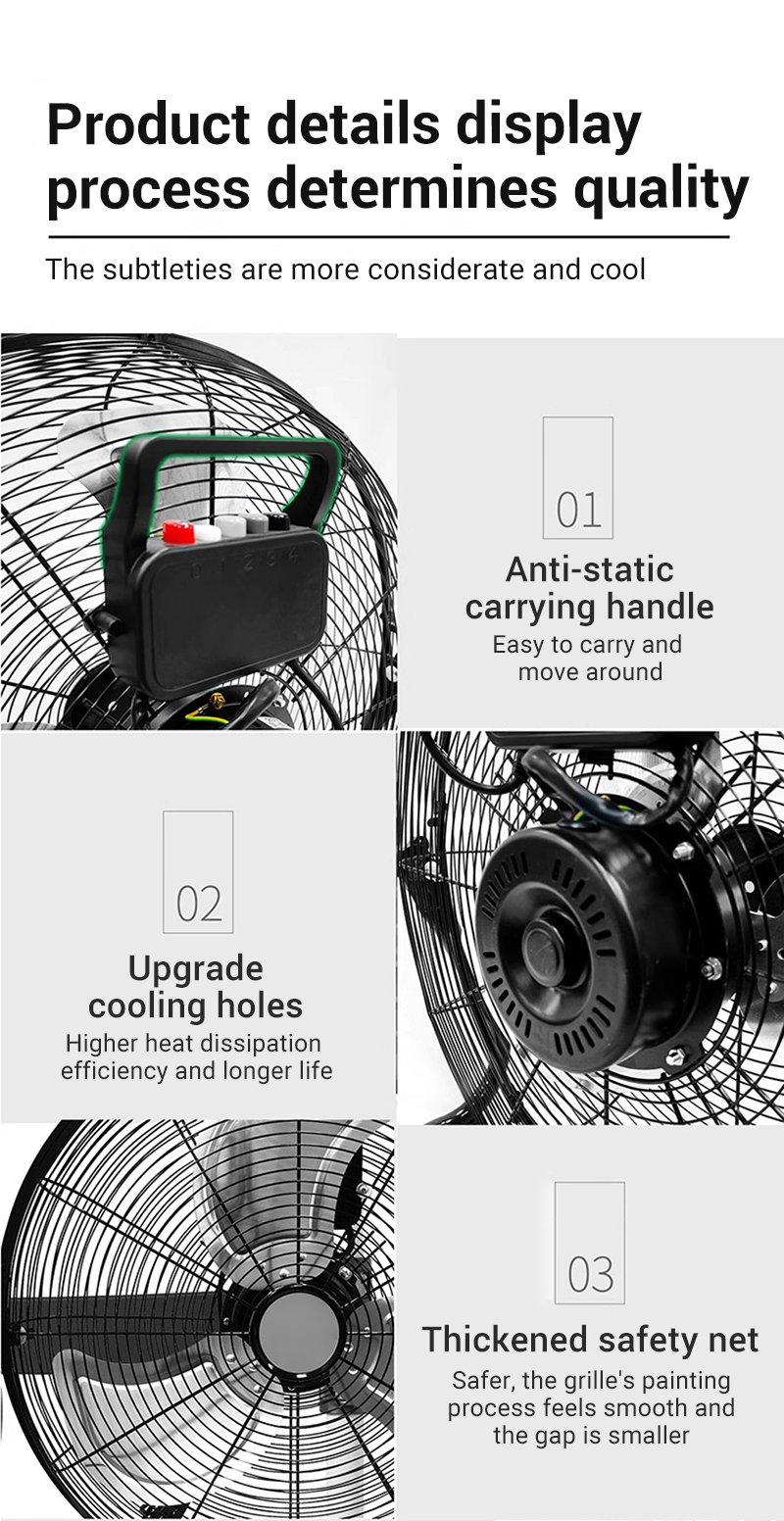 Industrial Ground Fan Electric Floor Fan Aluminum Blades Strong Wind ...