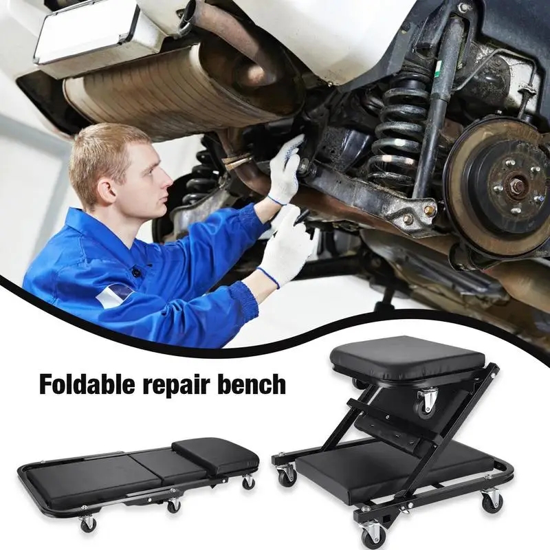 2 in1 Rolling Folding Car Repair Bed Mechanic Creeper Car Roller Seat ...
