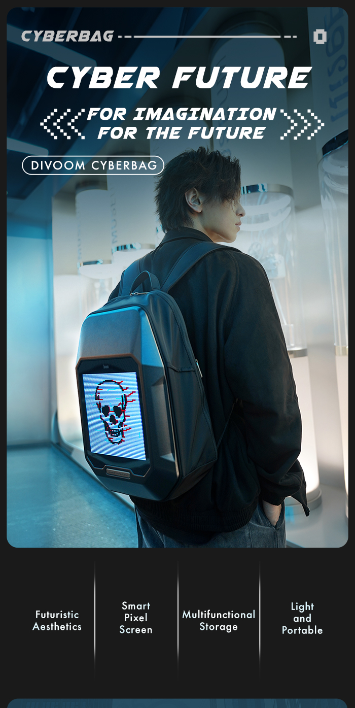 Divoom Cyber bag Pixel Backpack for imagination, Futuristic design for ...