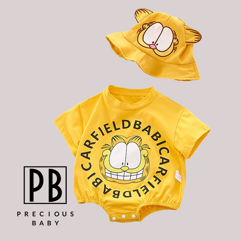 PreciousBaby. Garfield Set Hat with Romper Short Sleeve Comfy (Baju ...