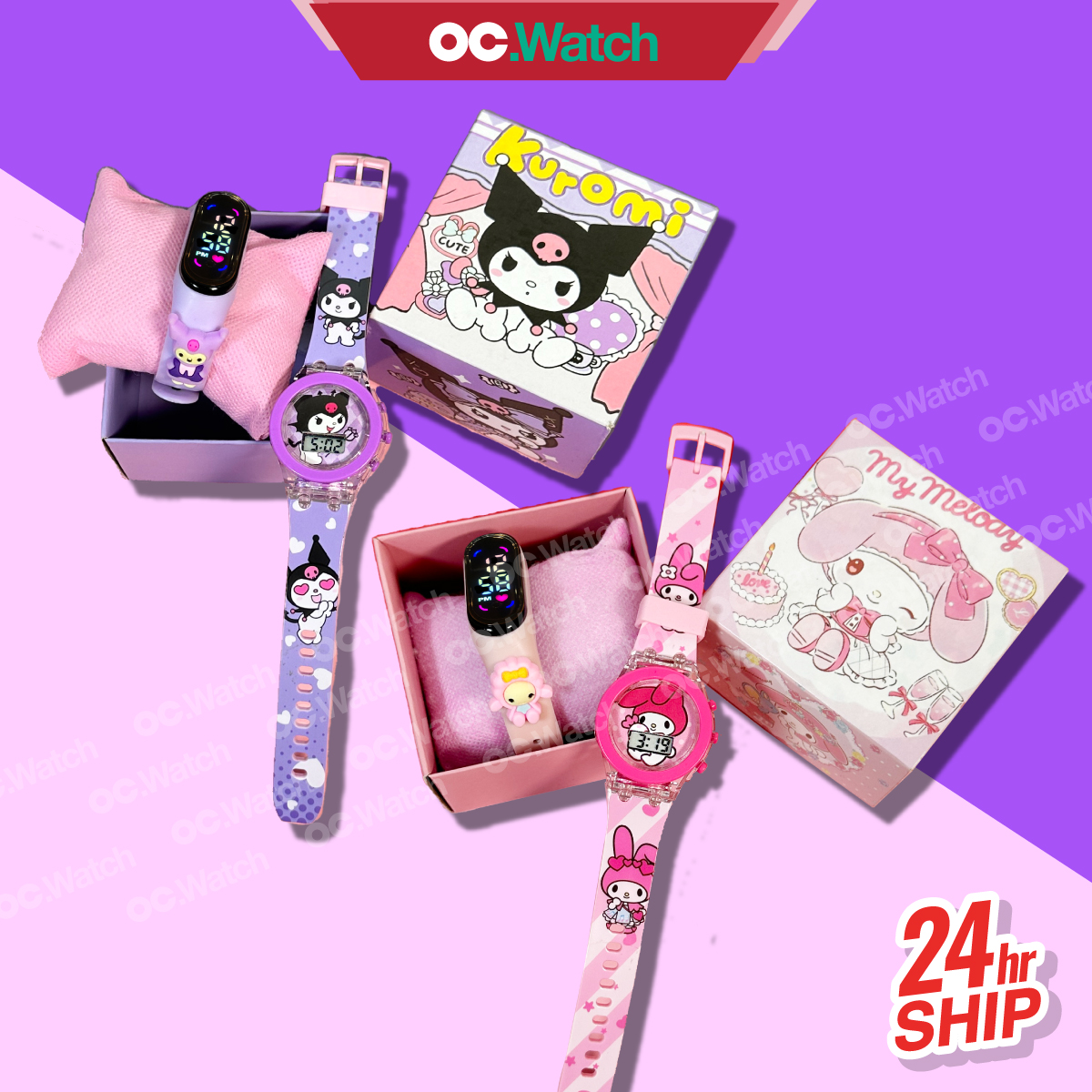 OCwatch Digital Jam Kuromi Budak Girl Boy Kids Watch Melody Spiderman Elsa Jam Tangan Lampu ...