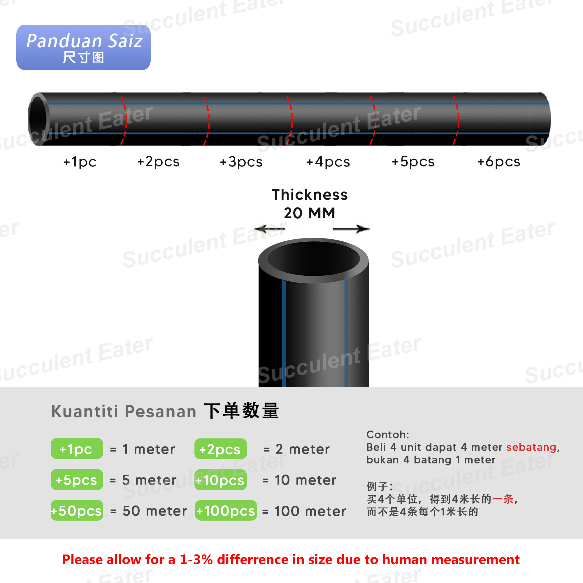 Poly Pipe 1 Meter 20mm Poly Paip Irrigation System Pertanian Fertigasi ...
