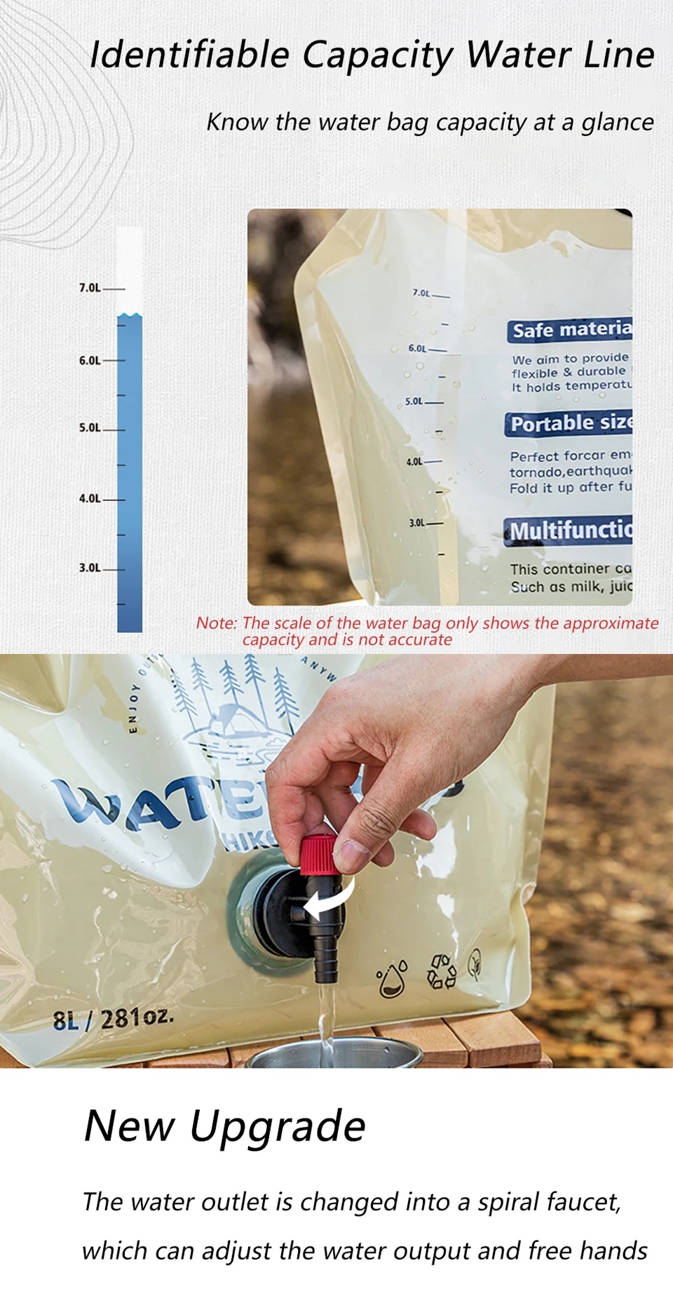 Outdoor Mini Folding Water Bag Camping 8L Big Capacity Portable ...