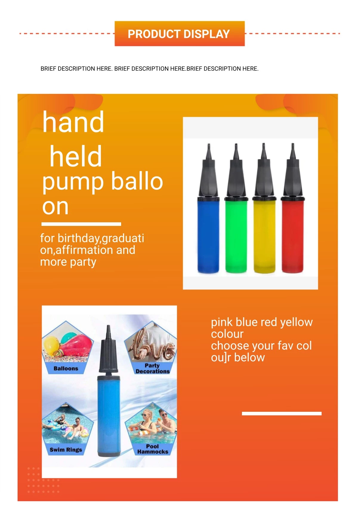 Ballon Hand Held Pump for ballons Pump Hand Held Double Action Inflator ...