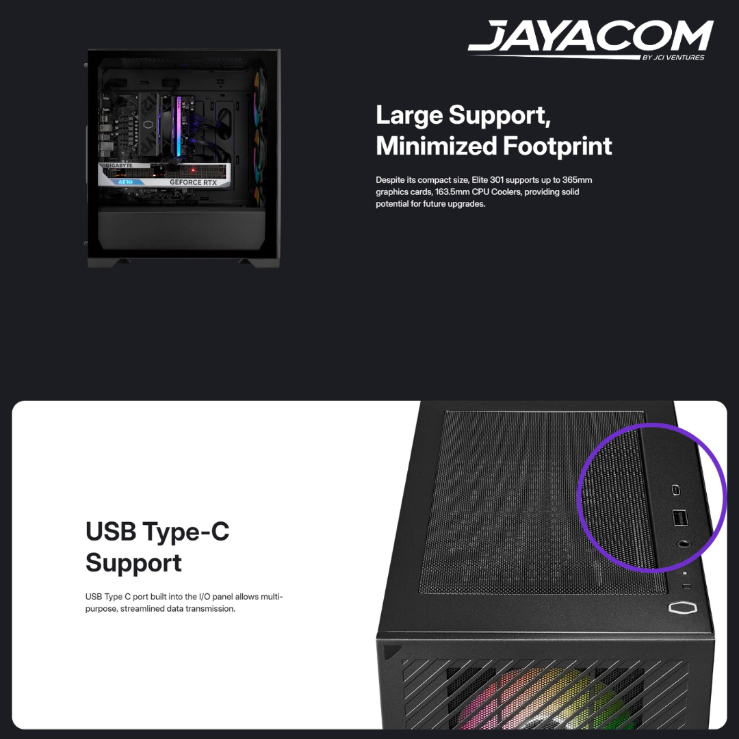 Cooler Master Elite 301 Lite M-ATX High Airflow PC Case – Black (365mm ...