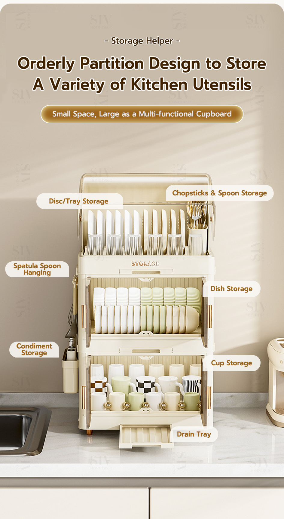 SIV Foldable Double Layer Dish Rack - Eco-Friendly Plastic, Stylish ...