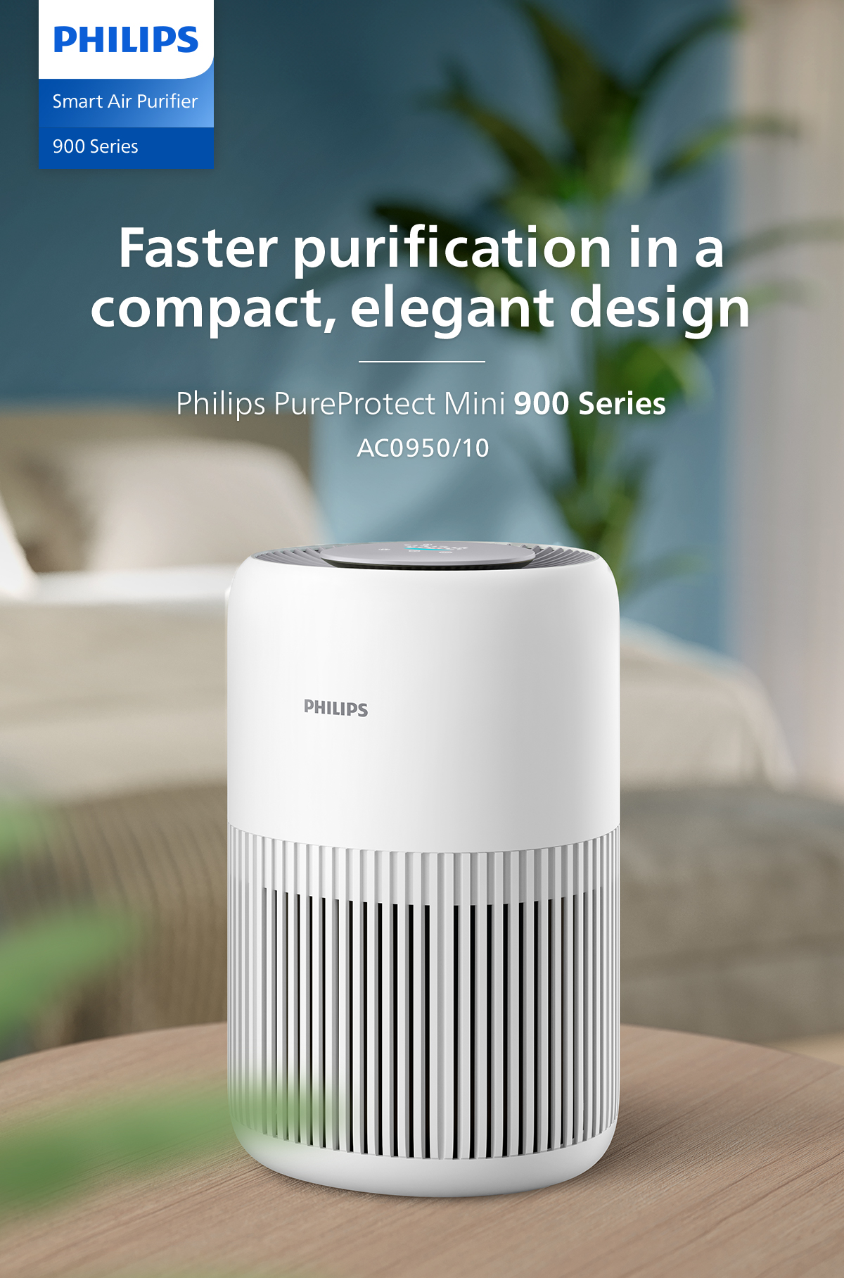 Philips AC0950 | Smart Air Purifier Mini | HEPA NanoProtect | AeraSense ...