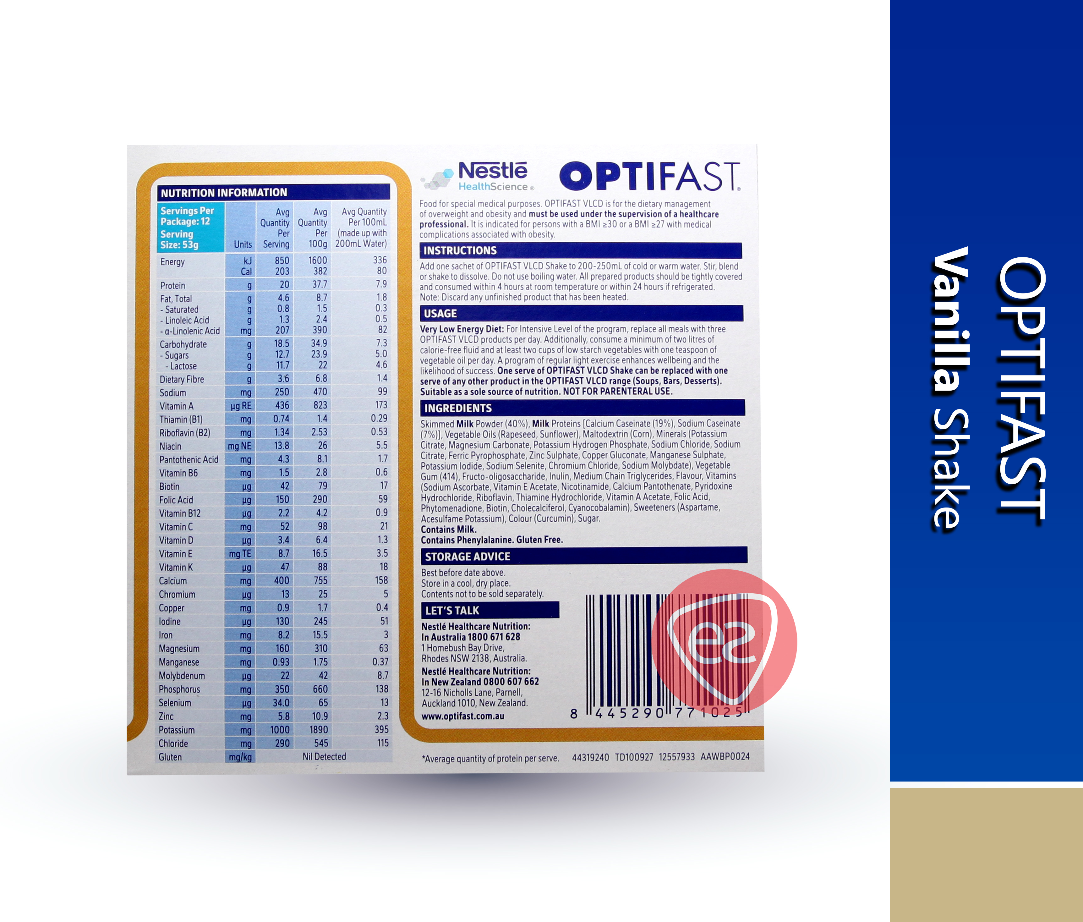 Optifast Milk Shake Vanilla (12 Sachets x 53g) | Shopee Malaysia