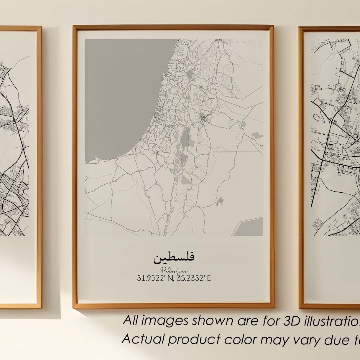 Poster With Frame | Map Palestine, Makkah, Madinah | Peta Islamic Frame ...