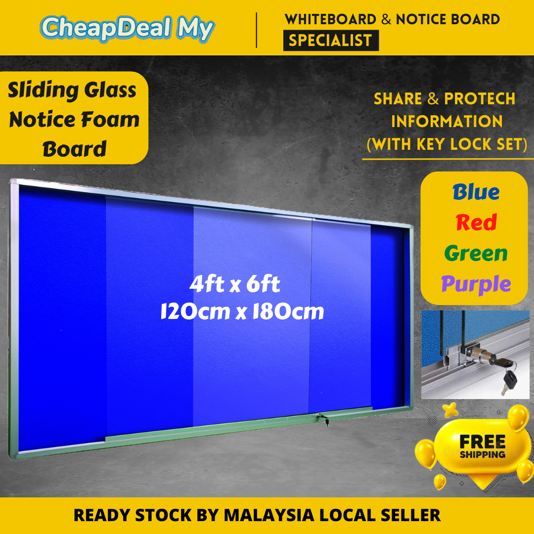 Kabinet Kaca Gelongsor Papan notis keyataan foam lembut/ Notice board ...