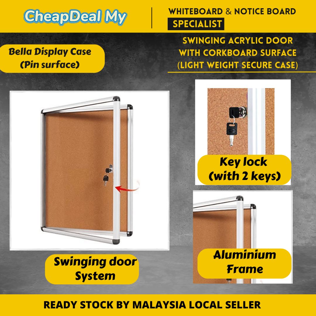 Notis panel akrilik kotak paparan papan gabus dengan bingkai aluminium ...