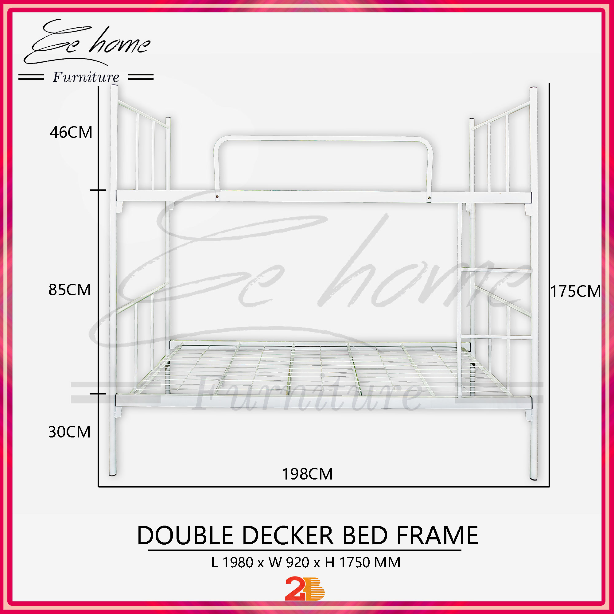 EE HOME SET Double Decker Bed Frame With 2 Mattress Single Mattress ...