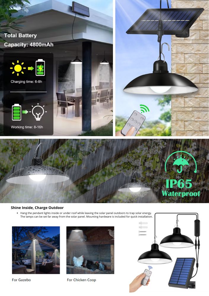 SOLAR Pendant Light Outdoor Light Lampu Retro Waterproof Lamp Lampu ...