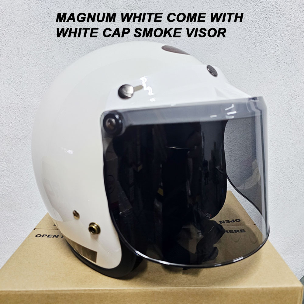 MAGNUM HELMET WHITE VISOREX CLASSIC STYLE - SIRIM APPROVED | Shopee ...