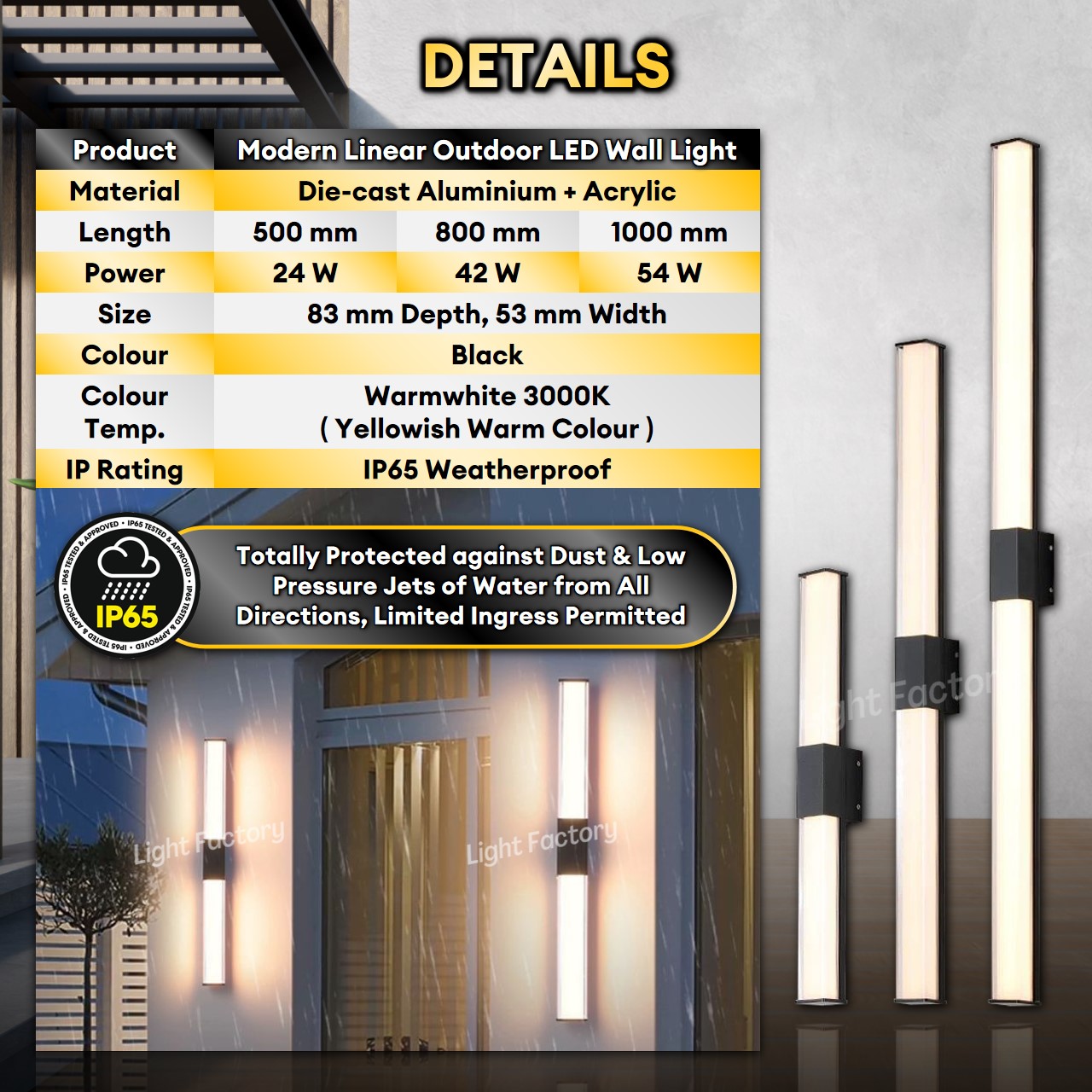 🔥NEW🔥Modern Linear Outdoor LED Wall Light IP65 Weatherproof Warmwhite ...