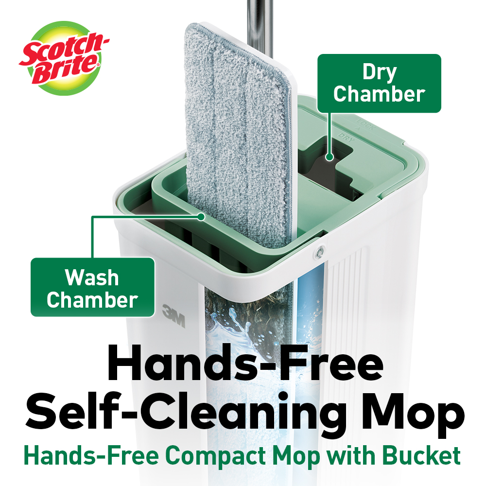 3M Scotch-Brite Hands-Free Mop with Compact Bucket | Shopee Malaysia