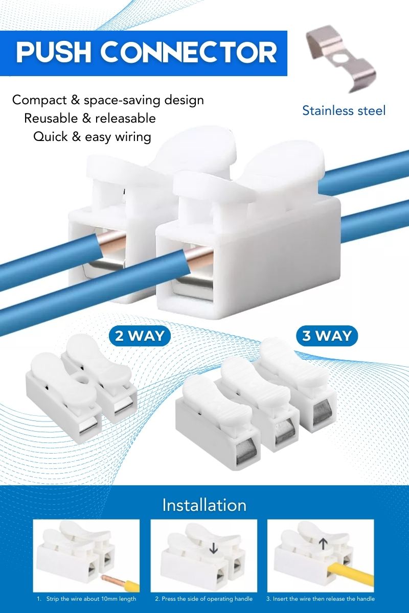 Push Connectors Clip Electrical Cable Clamp Terminal Block Connector ...