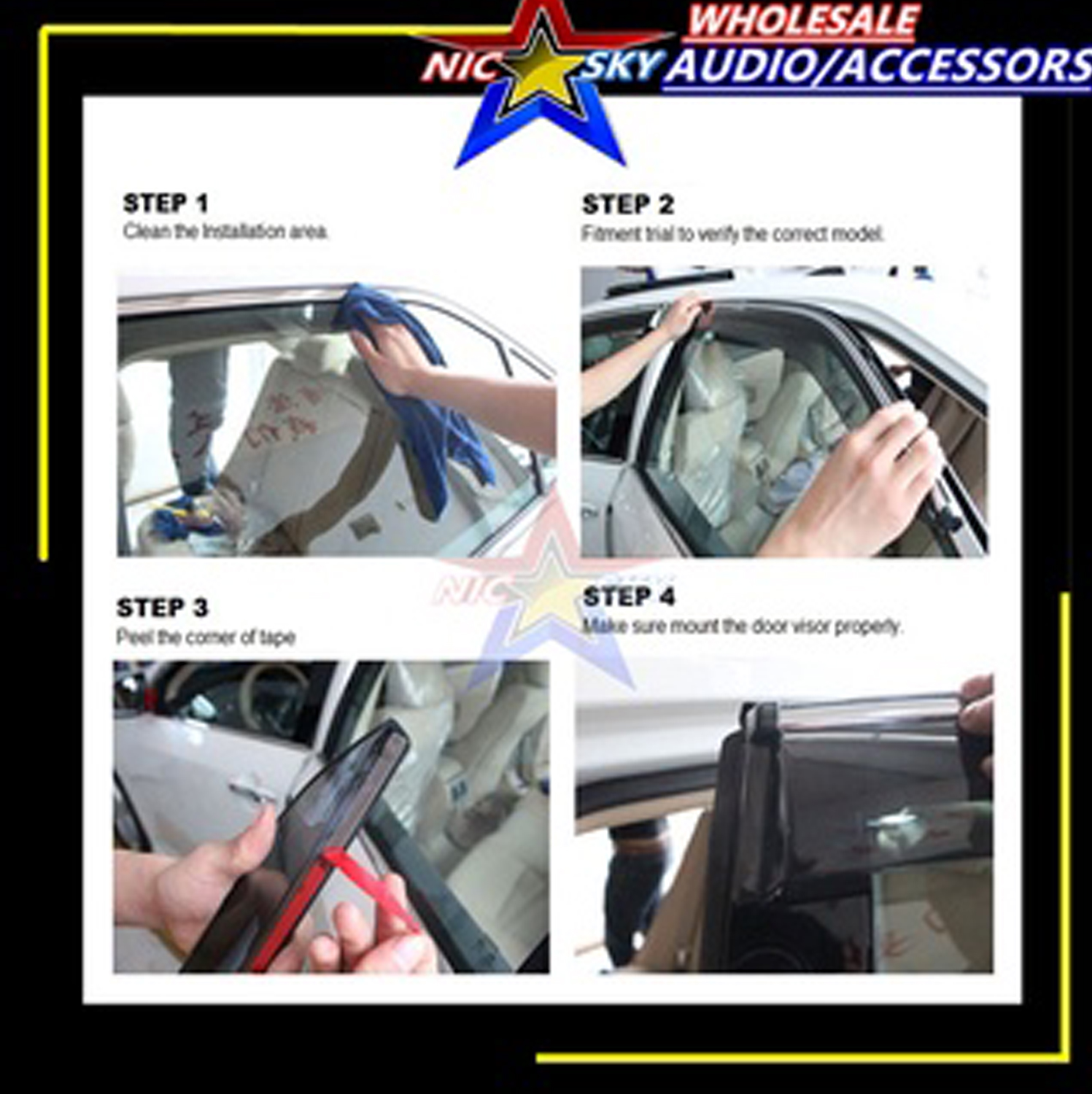 (4 PCS) Best Quality Air Press Window Door Visor NOAH 1-Set 4-Pcs visor ...