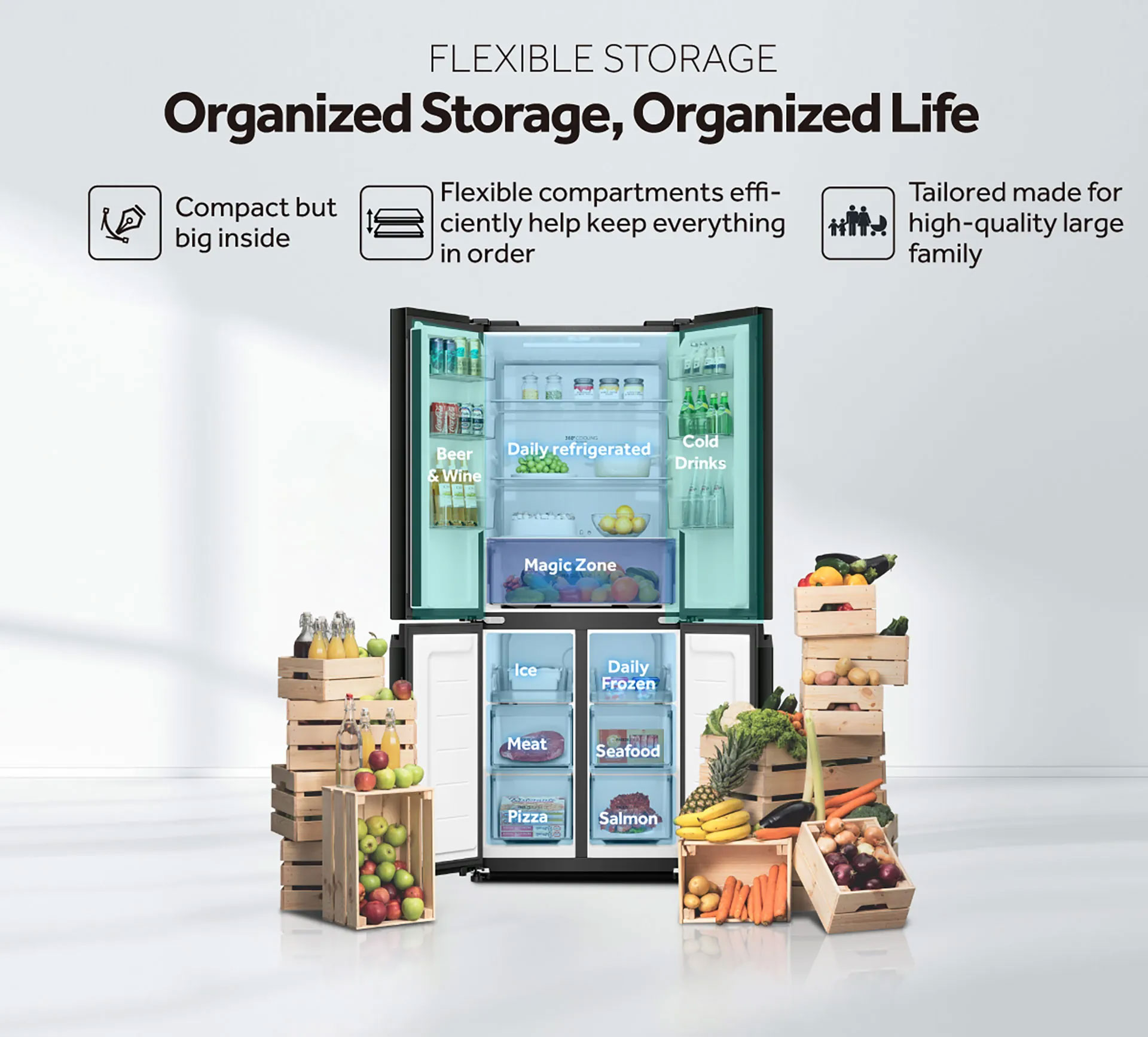 Haier 480L 4-Door Twin Inverter Refrigerator / Fridge / Magic Zone / H ...