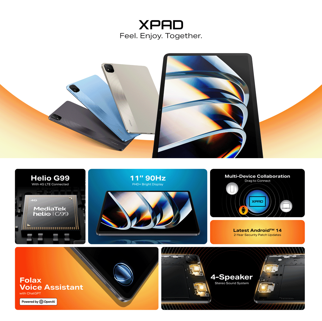 Infinix XPAD 4G+WIFI (8GB + 256GB) Mediatek G99 11" FHD 90hz Display ...