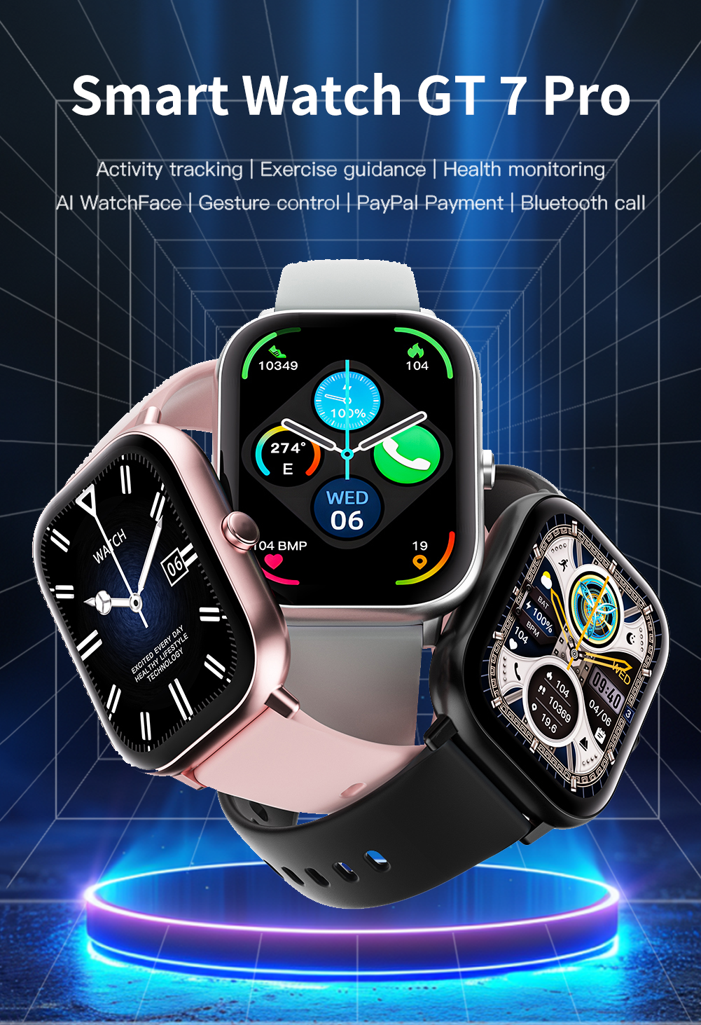 Maxwear GT7 pro smart watch fitness Watch GPS Sports pedometer health ...