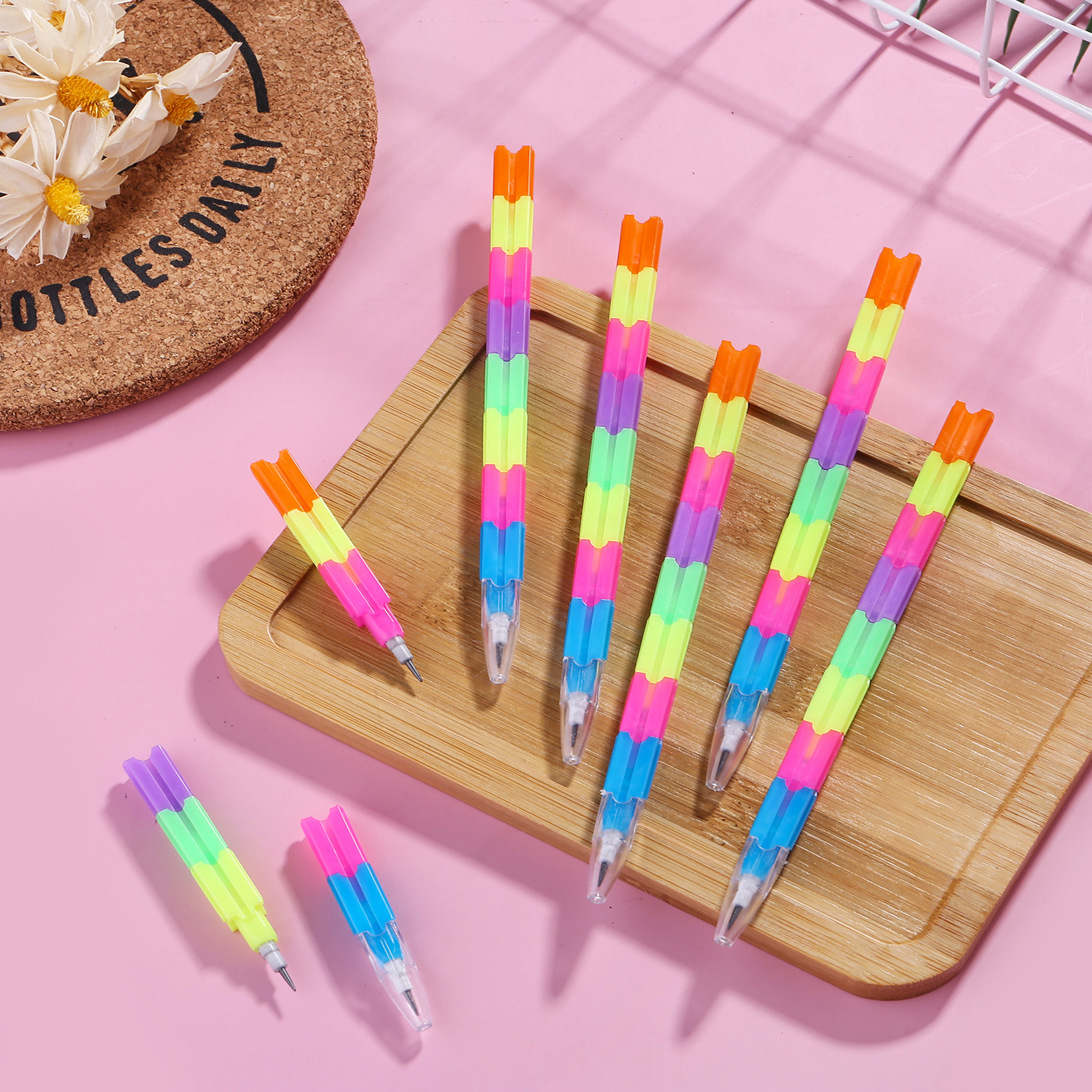 12pcs Stackable Plastic Pencils, Multipoint Non-Sharpening Stackable ...