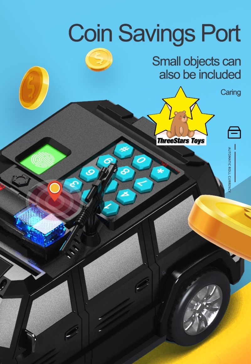 Police Car ATM Money Saving Box Tabung ATM Machine Password,Fingerprint ...