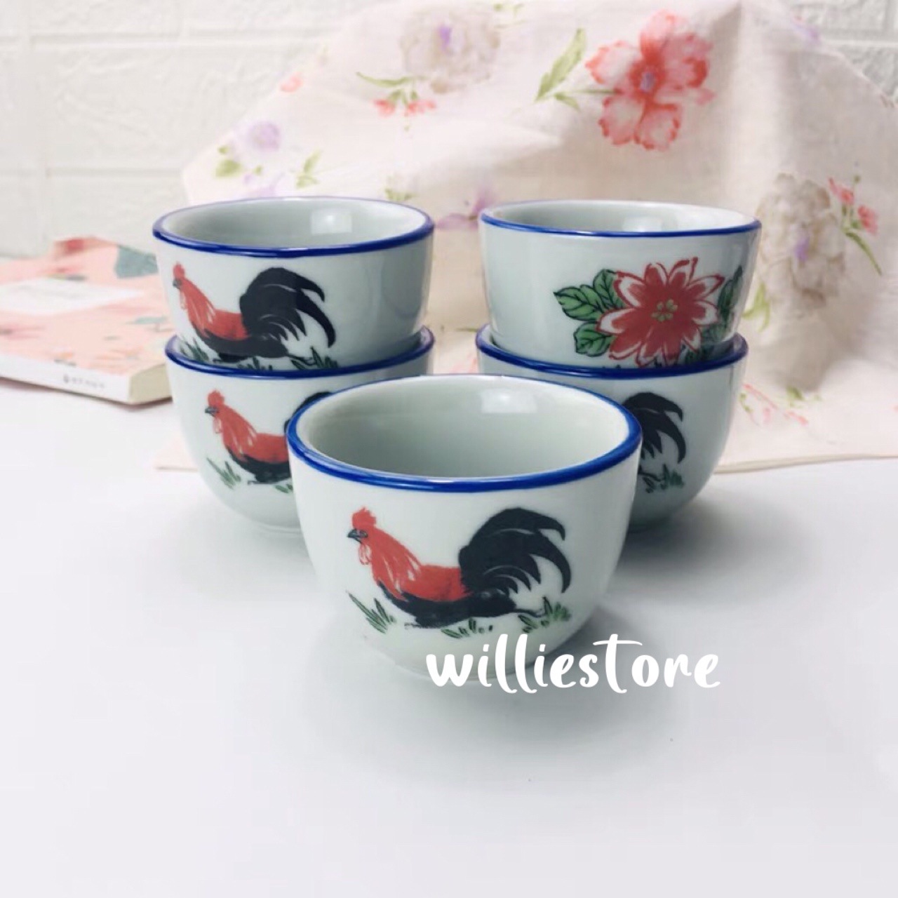 Porcelain Classic Vintage Chicken Rooster Majestic Chinese Style Tea ...