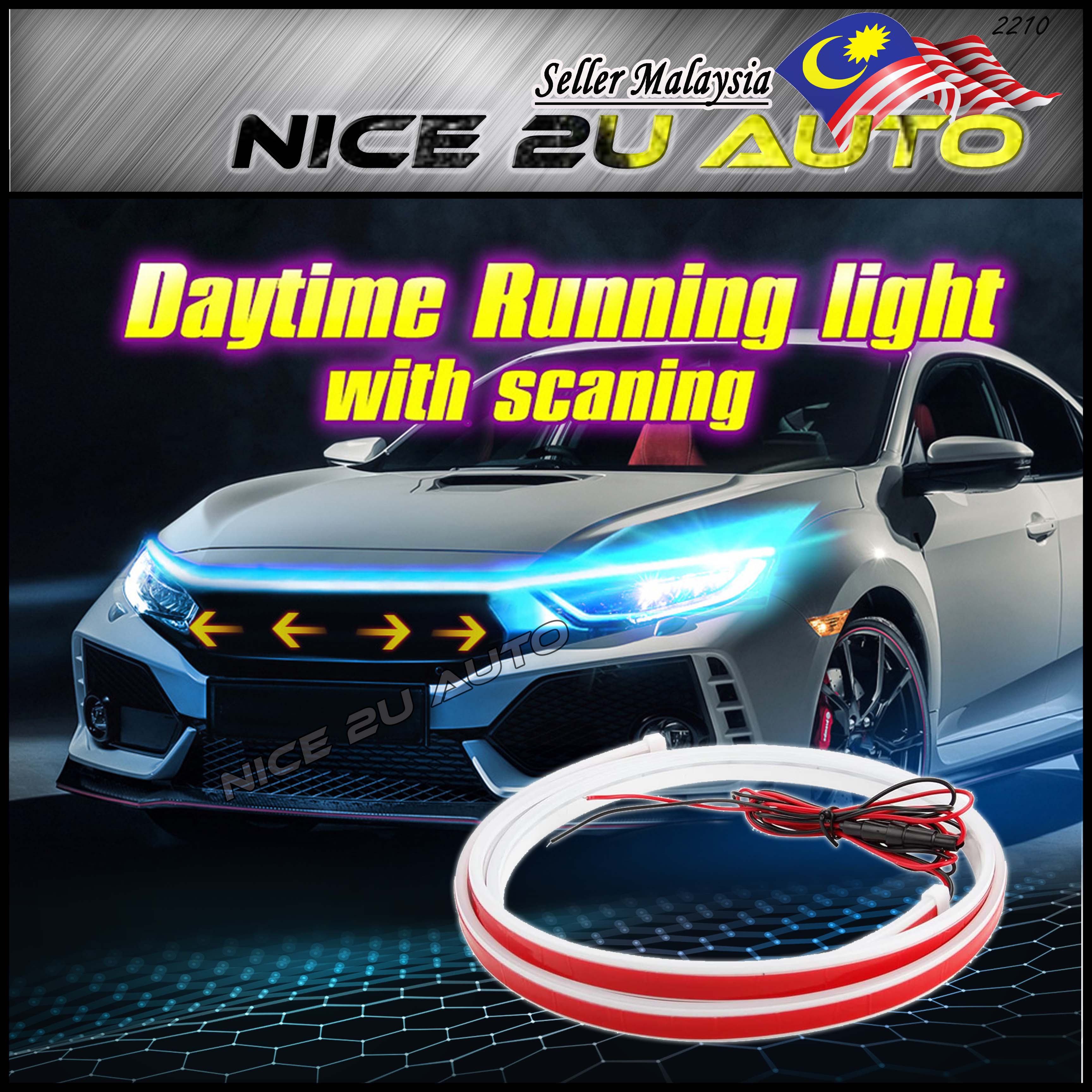 LED Daytime Running Light Car Hood Decorative Lights DRL With Sweep ...
