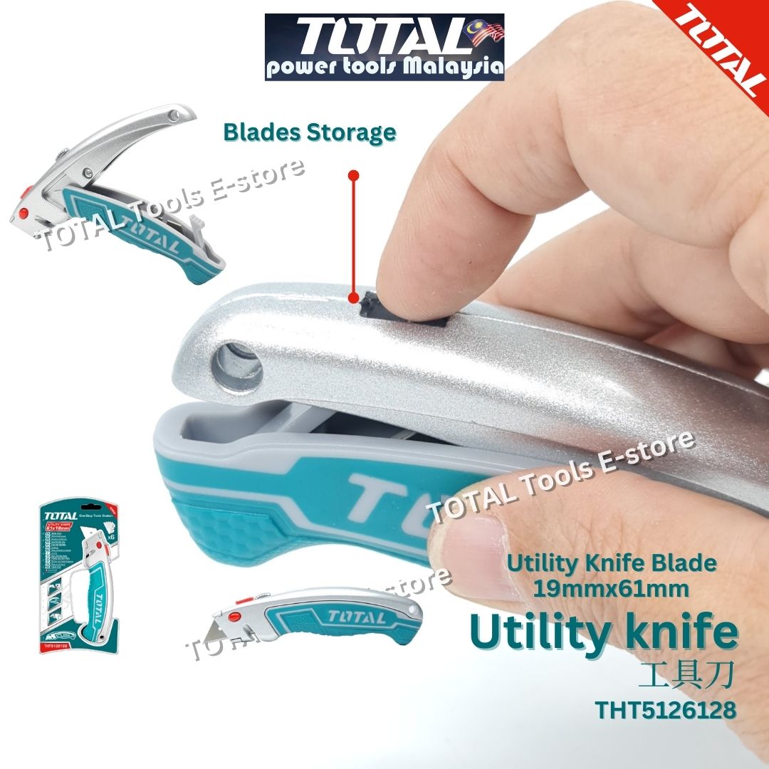 TOTAL Utility Knife + 6 Pcs Knife Blade [19mmx61mm] 工具刀 175mm ...