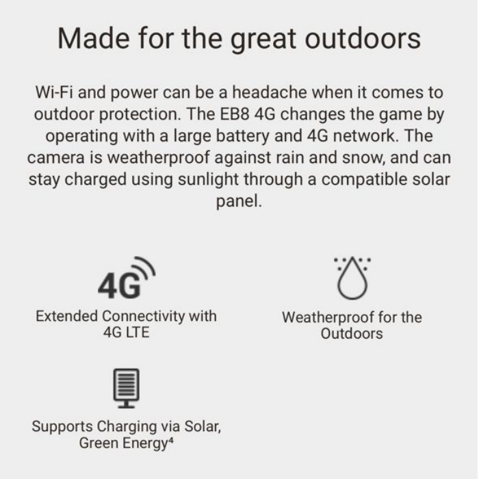 Ezviz EB8 4G LTE Solar Power USB Type-C Battery Powered Rechargeable 2k ...