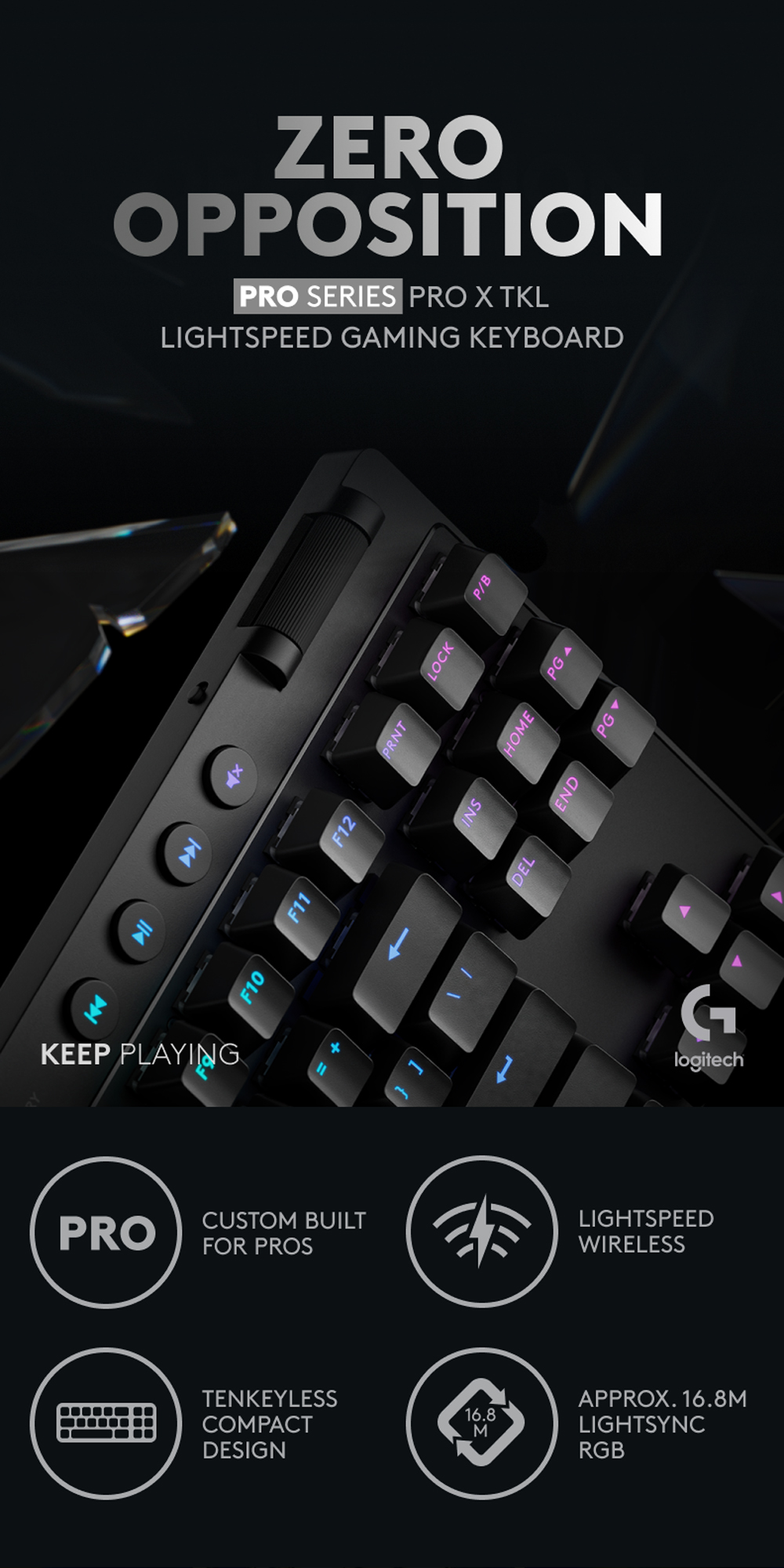 Logitech G PRO X TKL LIGHTSPEED Wireless Gaming Keyboard, Ultra ...