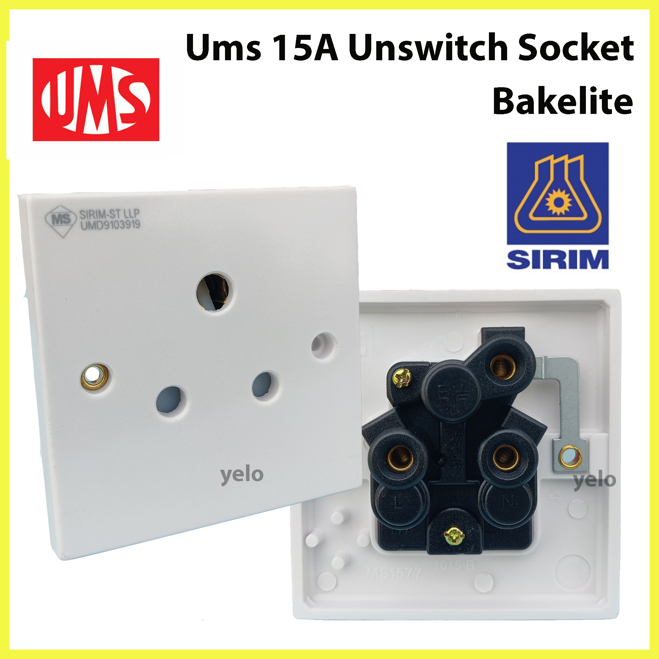 (SIRIM) UMS 15A UNSWITCHED OUTLET Socket Round Pin Soket 15amp Socket ...