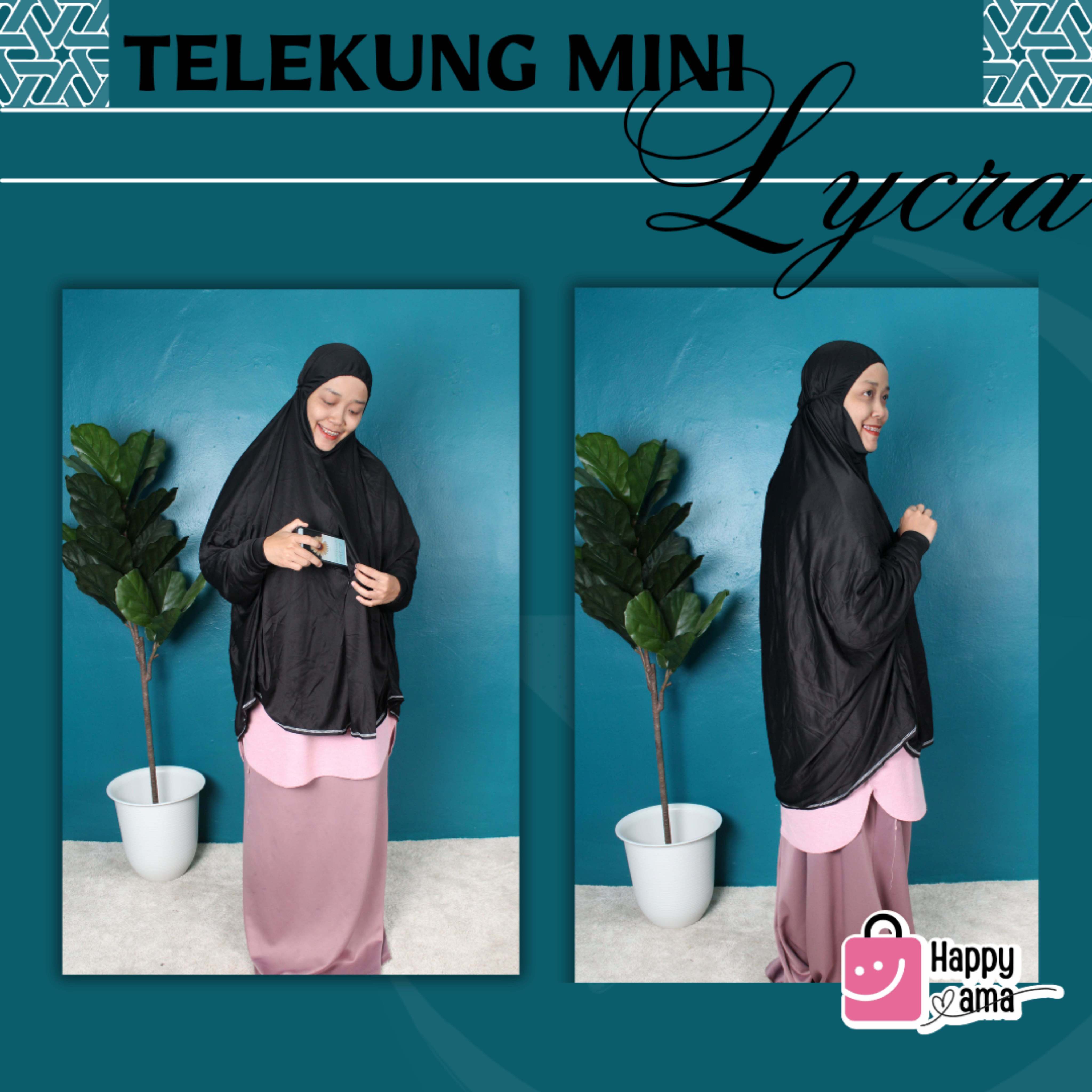 Mini Telekung Umrah Haji Travel Berlengan Lycra Berdagu & Berpoket Telekong Berzip Pocket Tangan ...