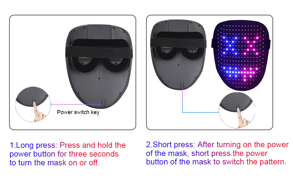 LED Masks Gesture Control LED Mask - Interactive Light-Up Party Mask ...