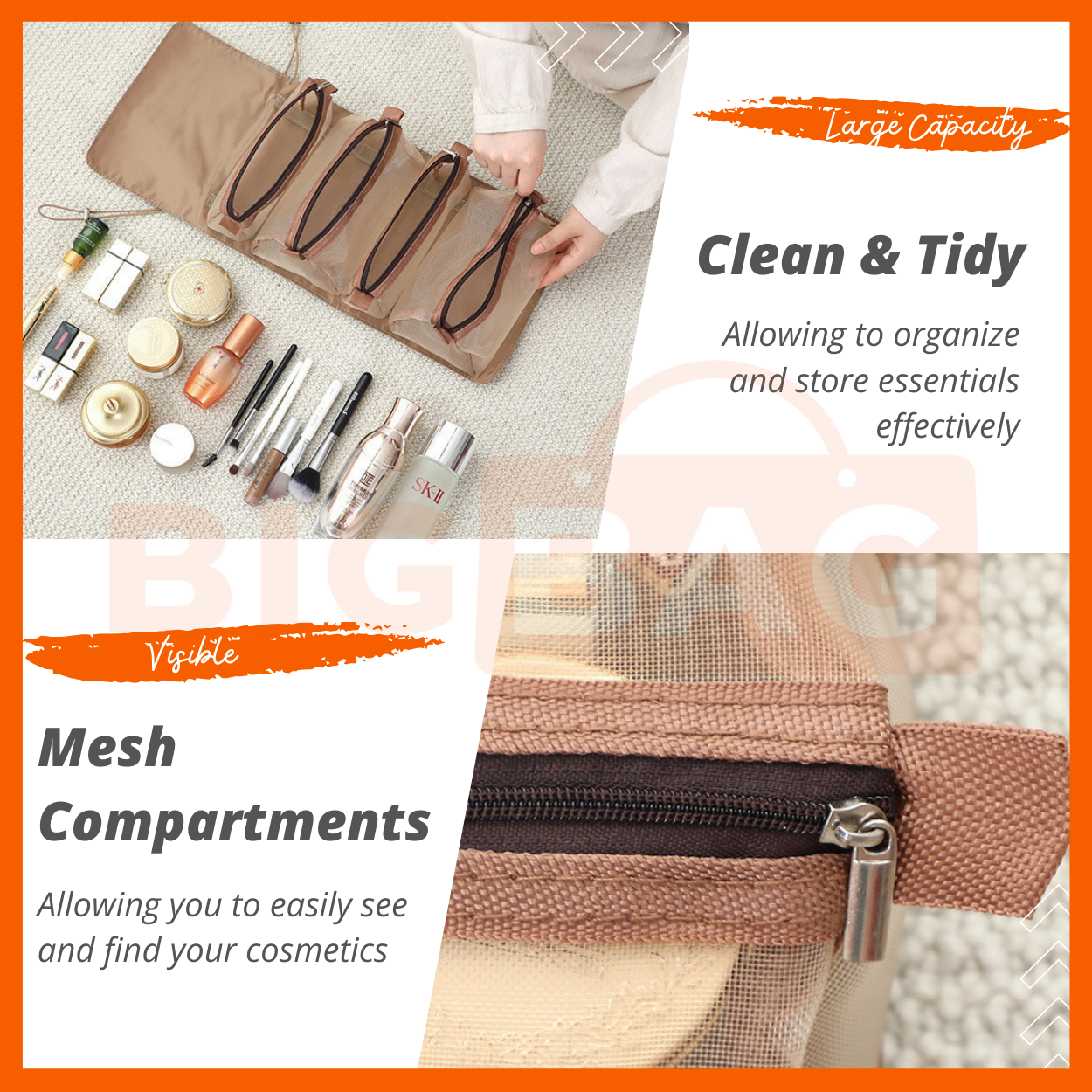 4in1 Makeup Bag Storage Pouch Travel Organizer Makeup Beg Makeup ...