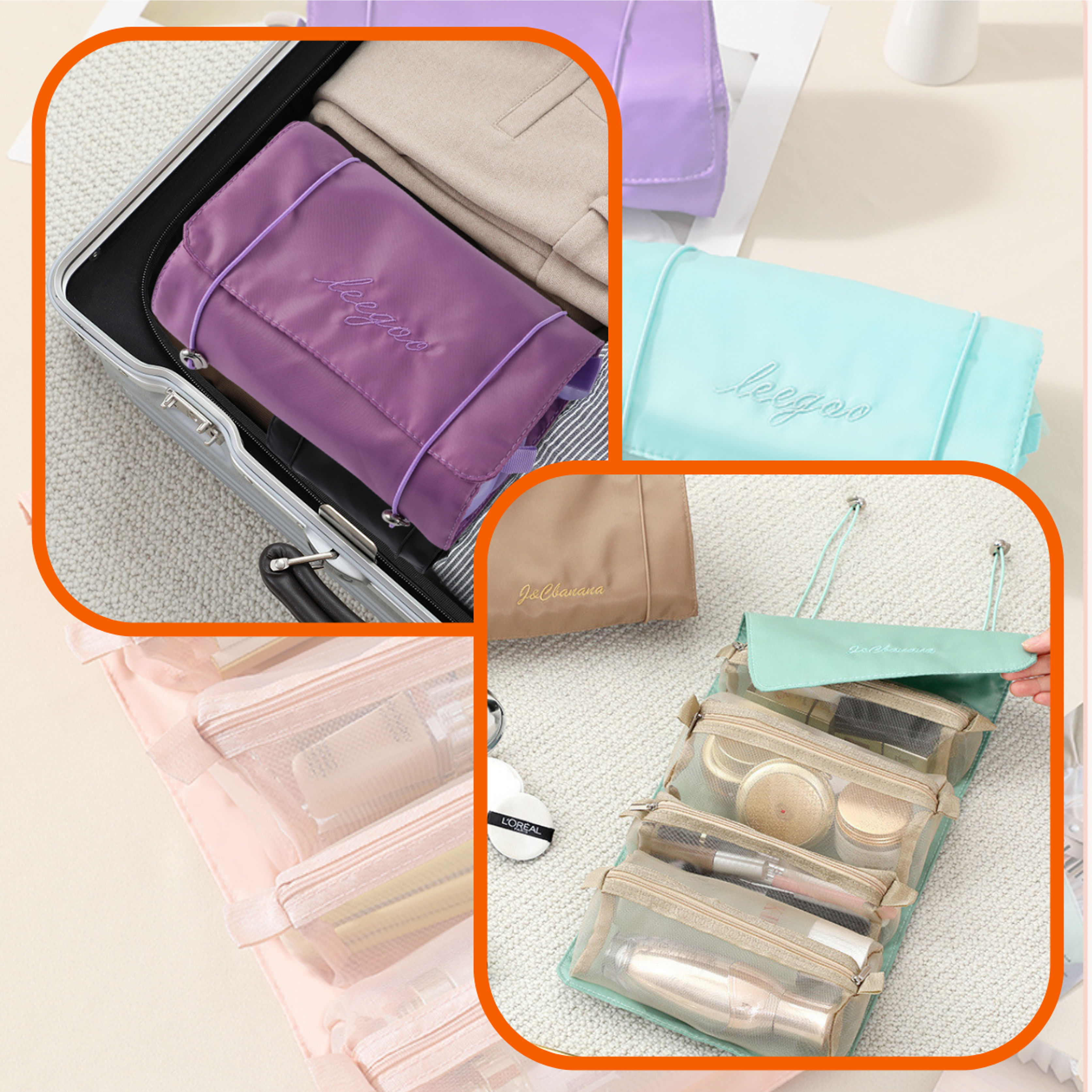 4in1 Makeup Bag Storage Pouch Travel Organizer Makeup Beg Makeup ...